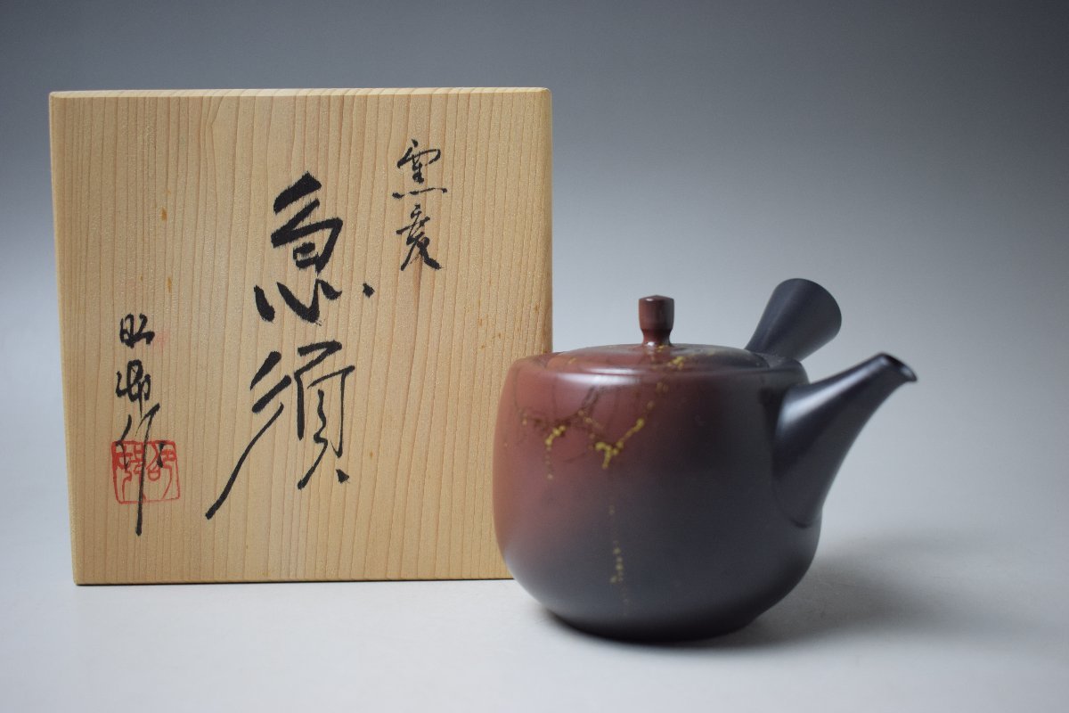 Yahoo!オークション - B425 沢田昭邨 常滑焼 藻掛窯変急須 煎茶道具 共...
