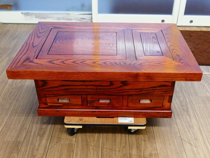 Yahoo!オークション - w146 未使用 欅材 無垢 関西火鉢 テーブル 囲炉...