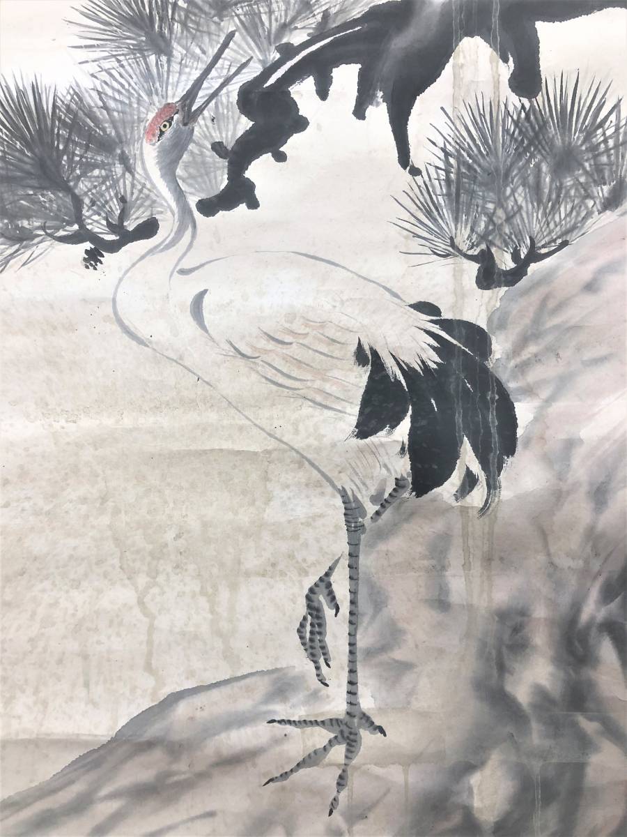 Yahoo!オークション - S82『模写』如雲【松上鶴】花鳥画 水墨画 日本書...