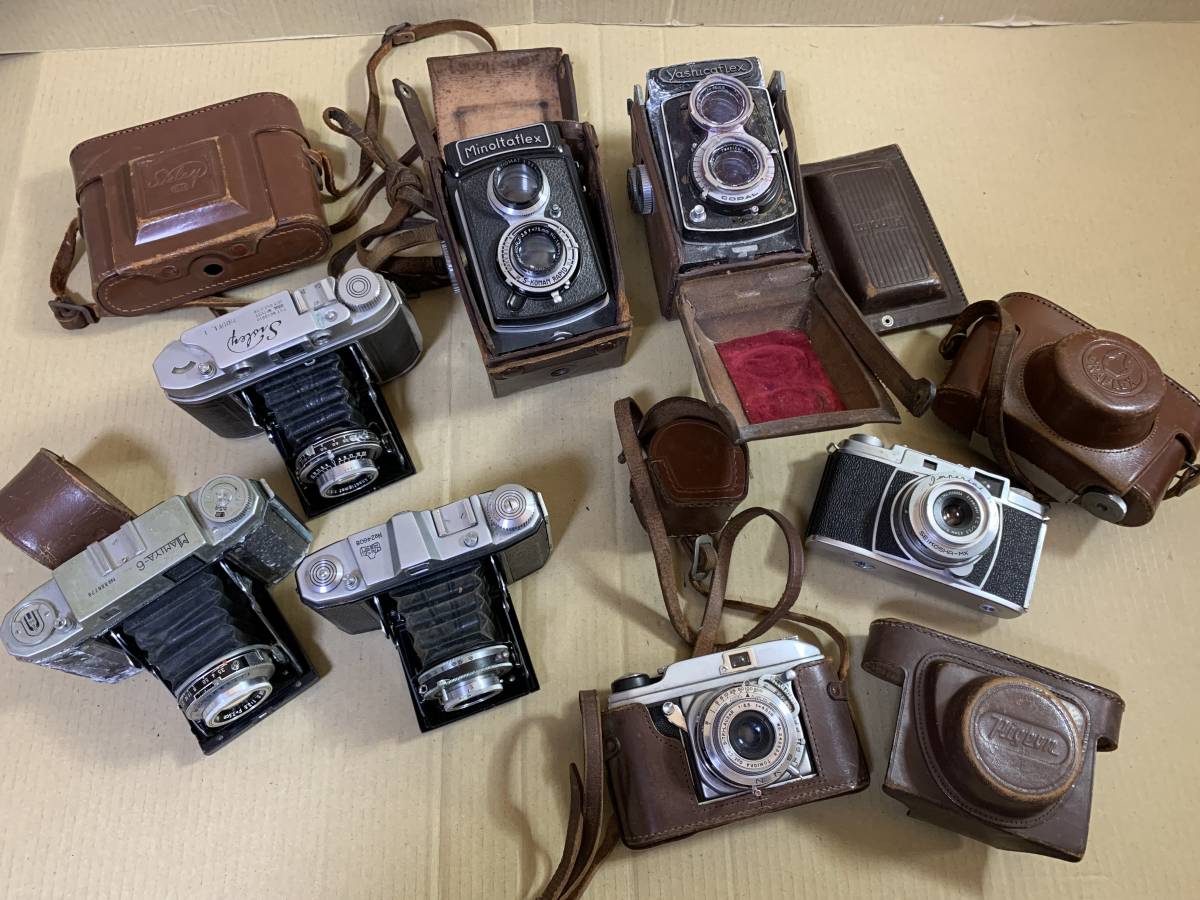 7個 Minoltaflex/Yashicaflex/Pigeon MODEL III/MAMIYA-6/Sisley/二眼レフ 蛇腹カメラ レトロ まとめて ジャンク セット まとめ ...