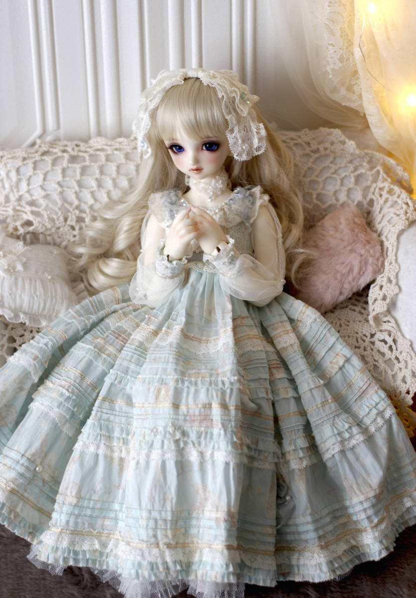 Yahoo!オークション - SDM少女ドレス yuwa水色花柄チュールドレスset