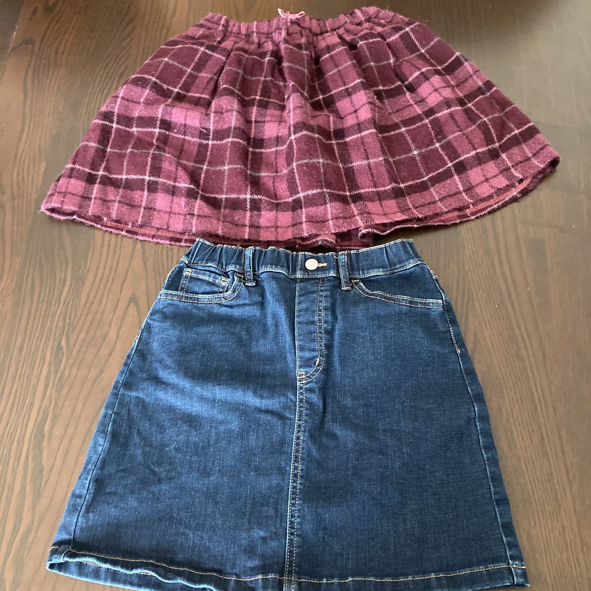代購代標第一品牌-樂淘letao-中古 キッズ女の子 スカート 2枚セット サイズ130㎝ デニムスカート チェックスカート ユニクロ Anyfam