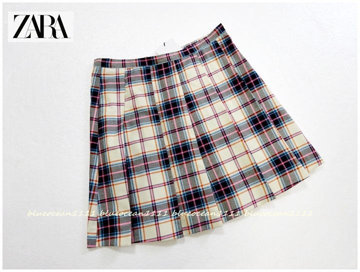 ZARAザラ ベージュ系チェック ボックスプリーツスカート 160-150cm 140 Tシャツ トレーナー ブラウス キュロット パンツ カーデ(新品)のヤフオク落札情報