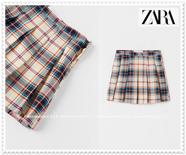 ZARAザラ ベージュ系チェック ボックスプリーツスカート 160-150cm 140 Tシャツ トレーナー ブラウス キュロット パンツ カーデ(新品)のヤフオク落札情報