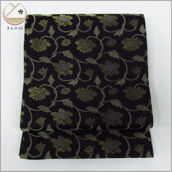 Yahoo!オークション - 着物10 1円 絹 袋帯 花唐草 全通柄 長さ428cm