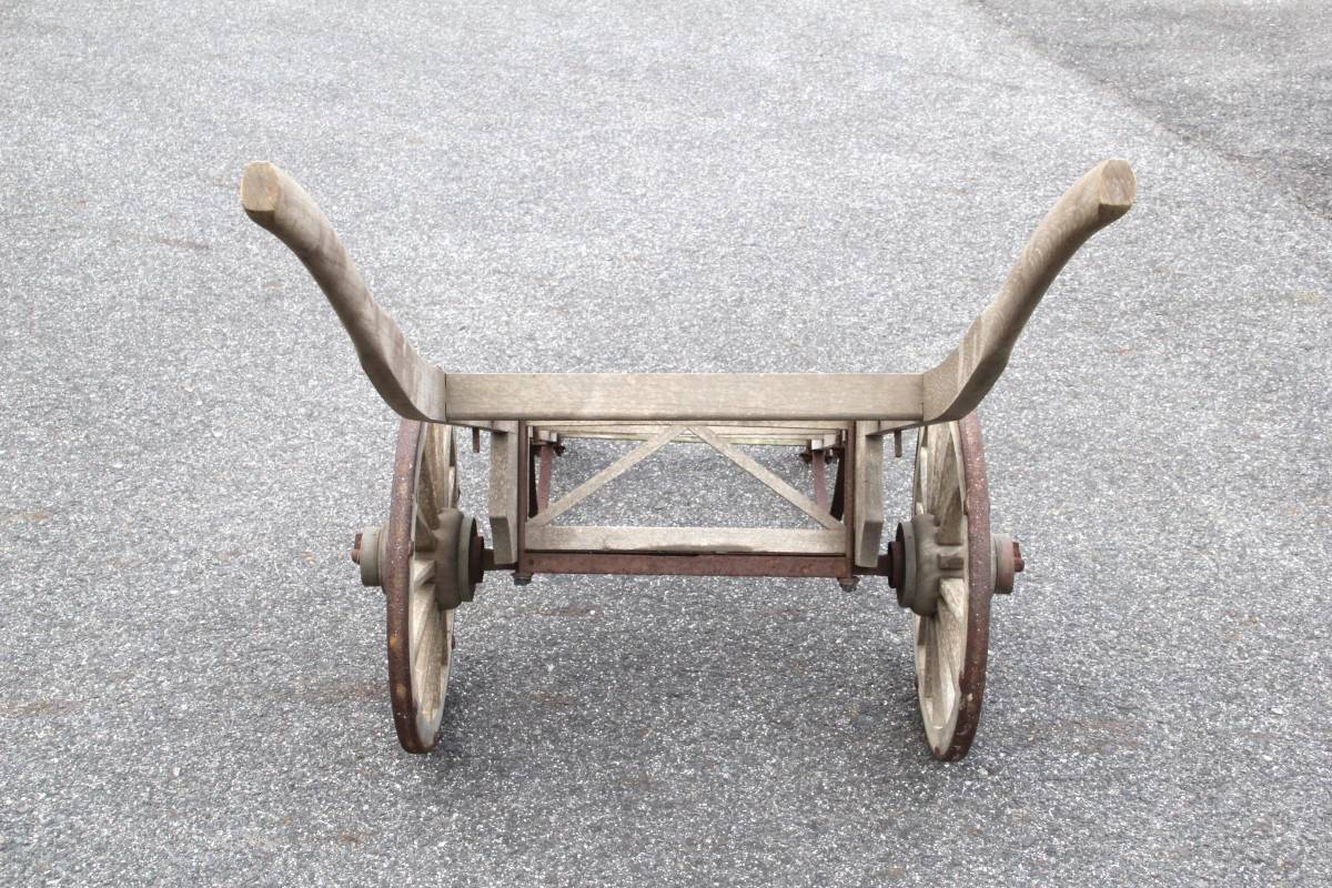 Yahoo!オークション - 【動作OK】 大八車 木製荷車 全長約218cm 古民具...