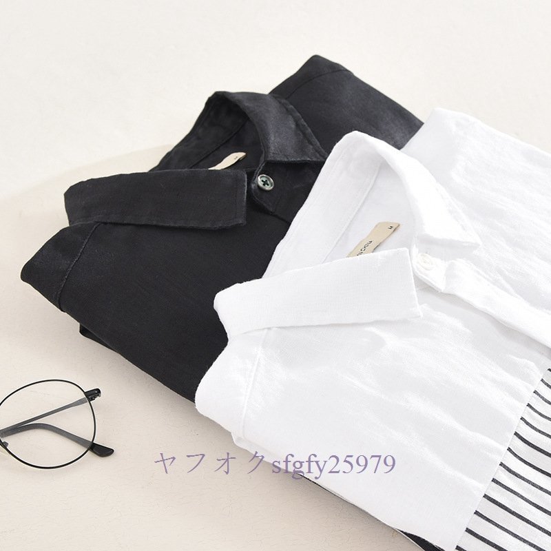 Yahoo!オークション - R145新品七分袖シャツ リネンシャツ メンズシャ...