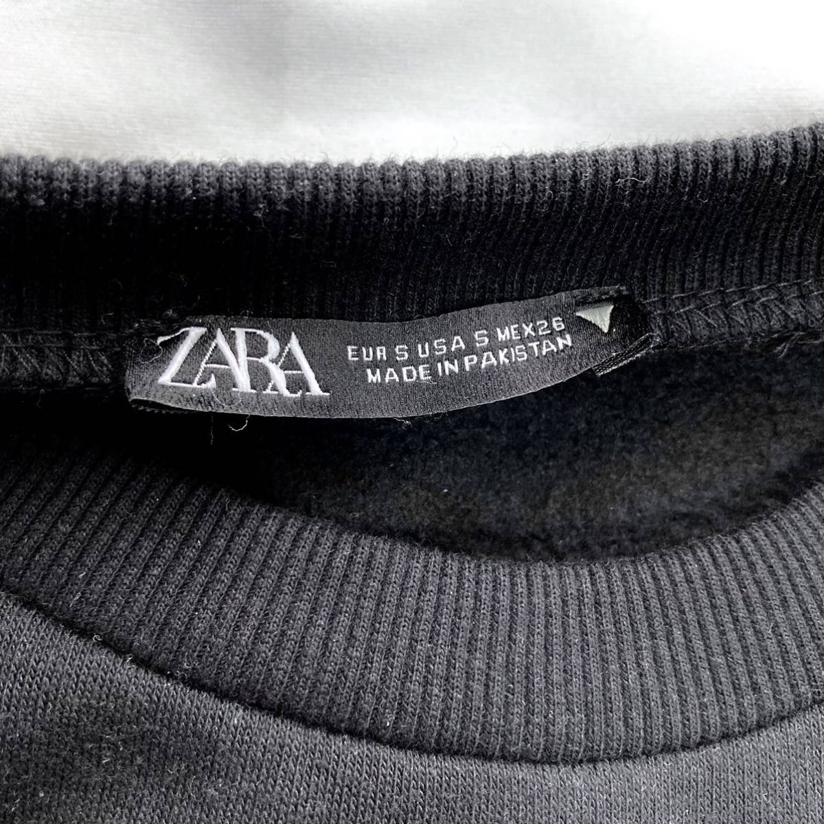 ZARA サイドギャザー スウェット トレーナー 黒 S クロップド ZARA サイドギャザー スウェット トレーナー 黒 S クロップド