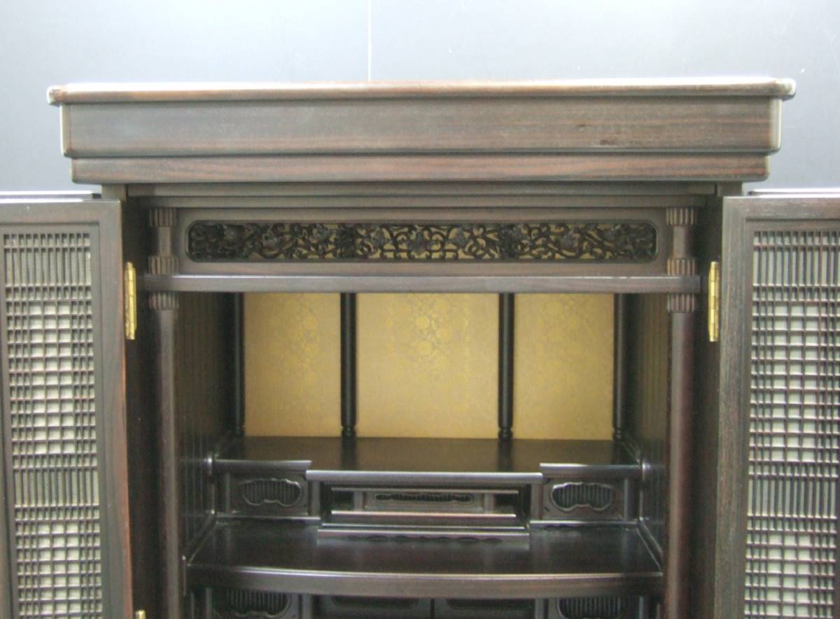 Yahoo!オークション - 【小型仏壇】黒檀仏壇・障子付上置仏壇・秋桜17...