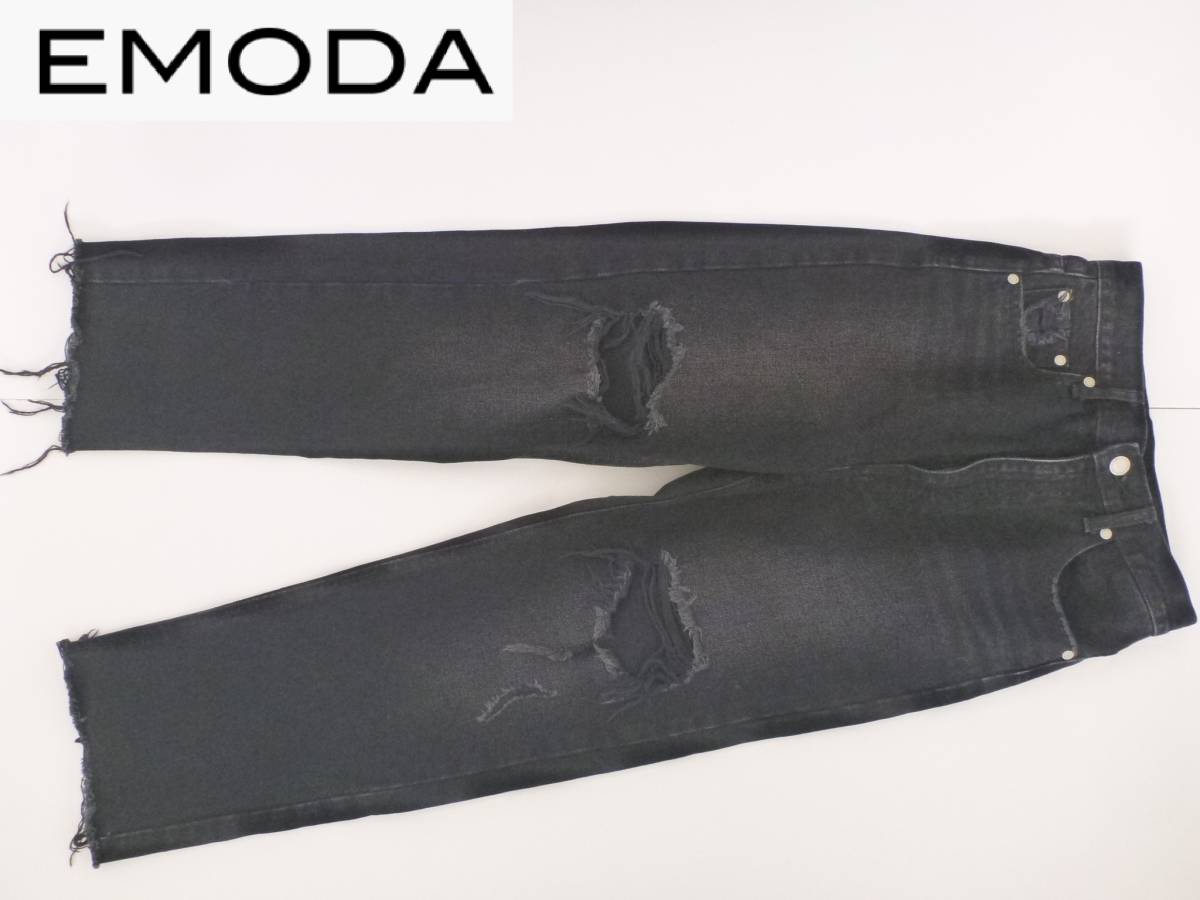 Yahoo!オークション - 美品 EMODA エモダ 黒 ブラック系 デニム ダメー...
