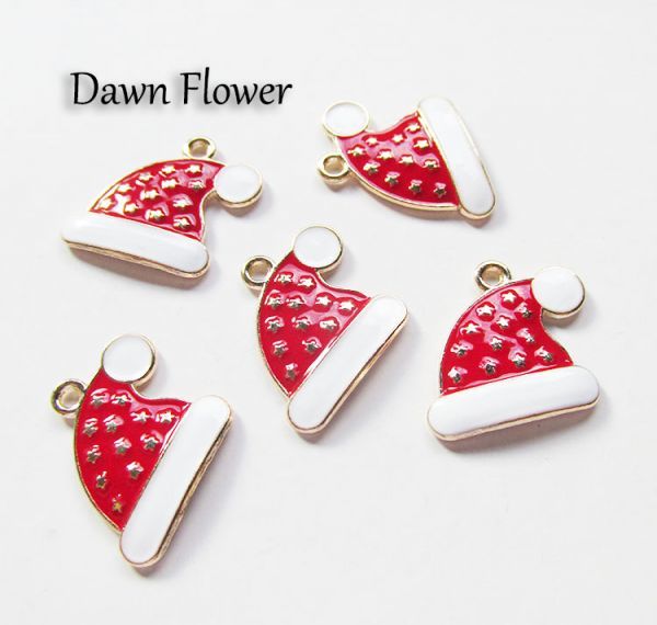 Yahoo!オークション - 【D-0462】8pcs クリスマス帽子 21×18mm レッド...