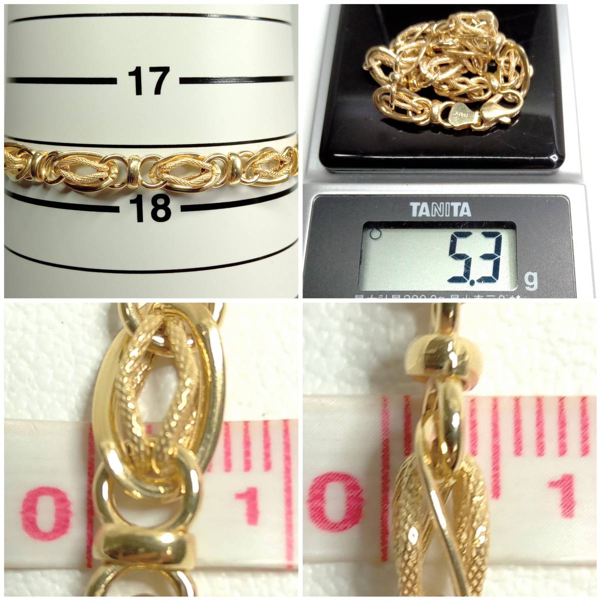 Yahoo!オークション - 【イタリー製 14KT】K14 デザインブレスレット／...