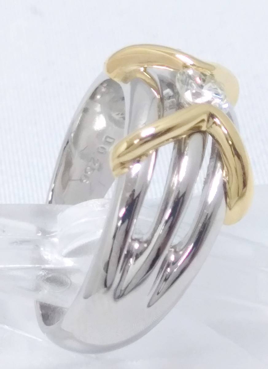 Yahoo!オークション - 【鑑定書付き】 Pt900 K18 ＃9 ダイヤ0.256ct L ...