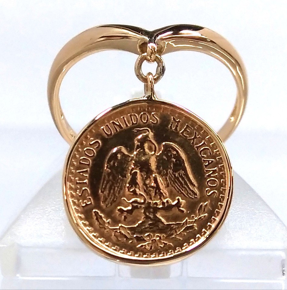 仕上げ済 K21.6 金貨 K18 リング メキシコ 2ペソ イーグル金貨 コイン リング 約9号 2.8g(イエローゴールド)｜売買されたオークション情報、yahooの商品情報をアーカイブ ...