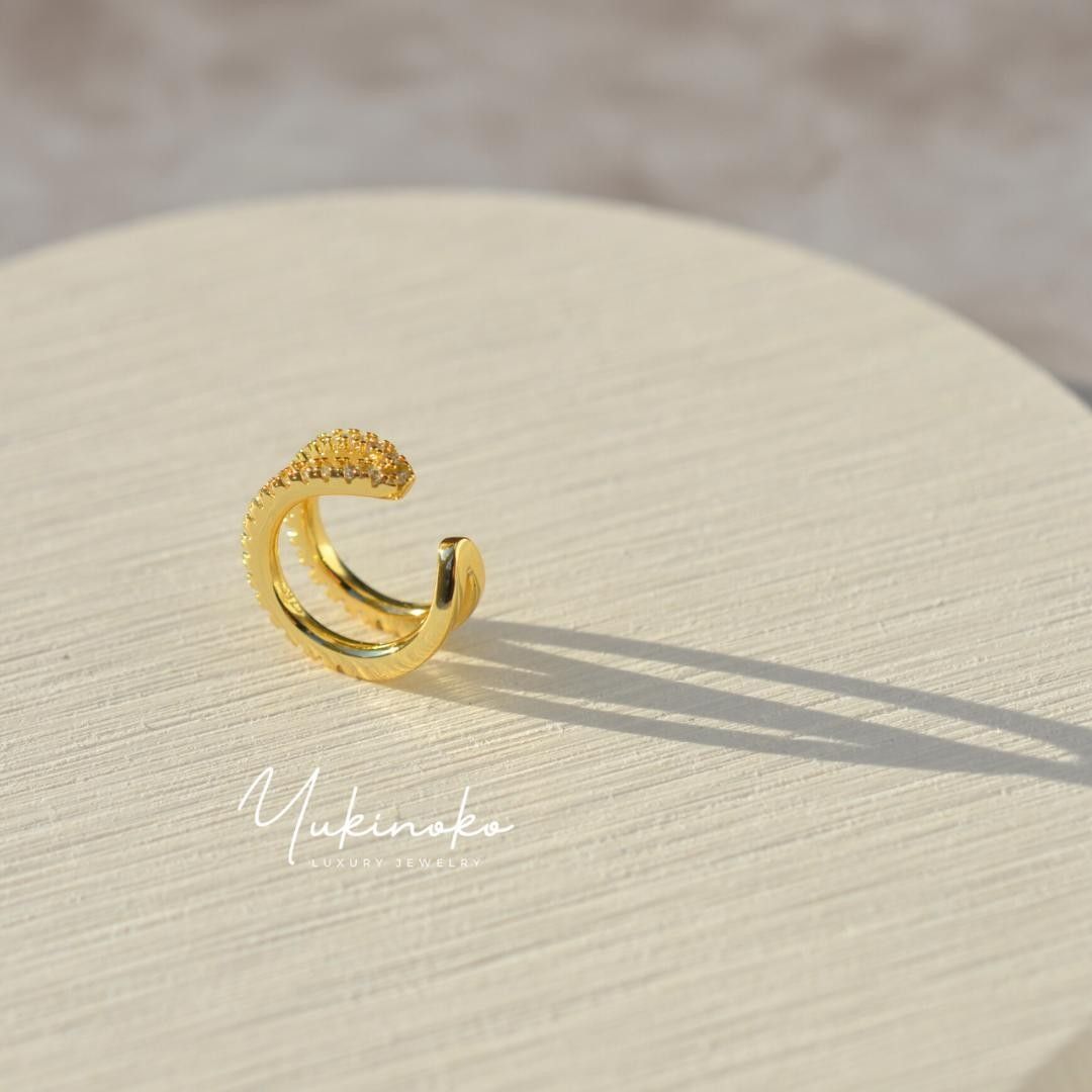 S925純銀 イヤーカフ マイクロCZ K18GP ゴールド E003｜Yahoo!フリマ（旧PayPayフリマ）