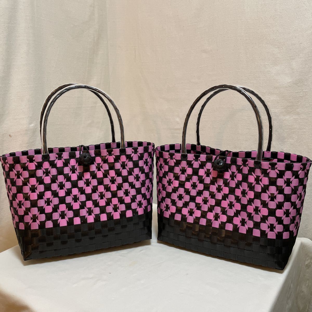 Yahoo!オークション - かごバッグ 2点 ハンドメイド 5151