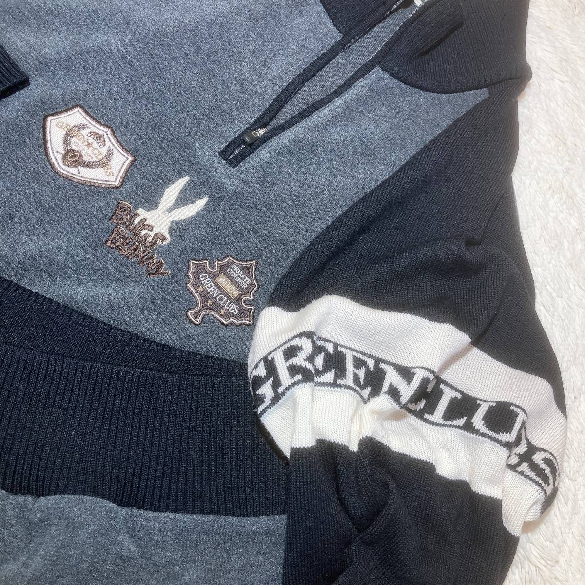 Yahoo!オークション - W079 グリーンクラブ グレー&黒/ロゴ入 ZIPセー...