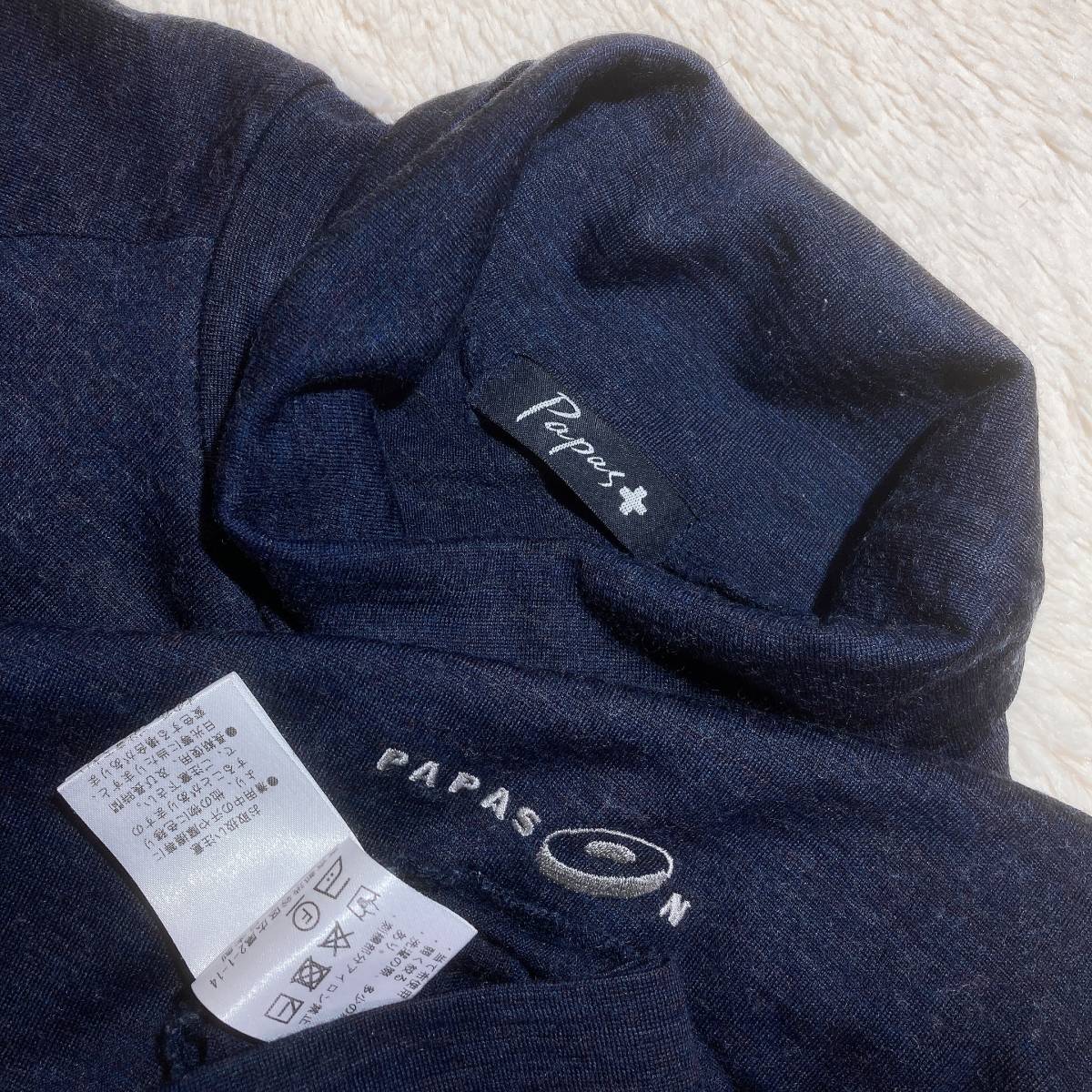 Yahoo!オークション - W085 Papasパパス 杢ネイビー/ウール タートルカ...