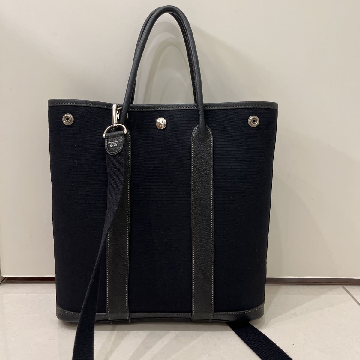 HERMES エルメス ガーデンファイル PM トワル ブラック トート HERMES エルメス ガーデンファイル PM トワル ブラック トート