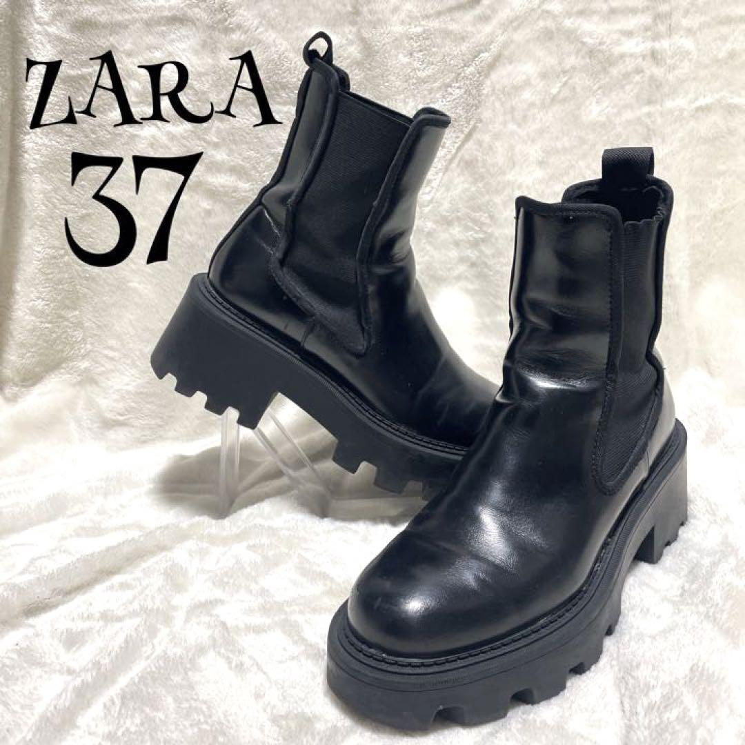Yahoo!オークション - d86【ZARA ザラ】厚底 サイドゴア ショートブー...