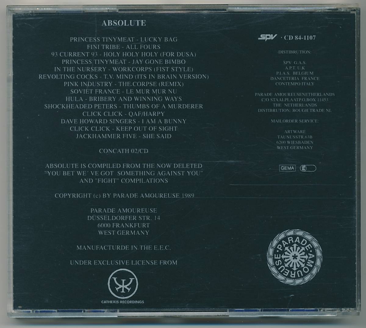 日本代購代標第一品牌【樂淘letao】－V.A. / Absolute / CD / CONCATH 02 【Current 93/Princess Tinymeat/Revolting ...