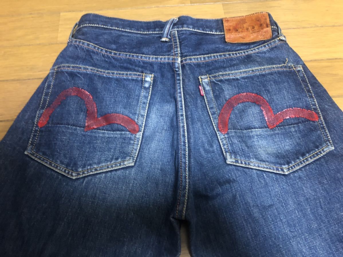 Yahoo!オークション - 希少 スモールe evisu 2001 no2 虎耳 小文字e 赤...