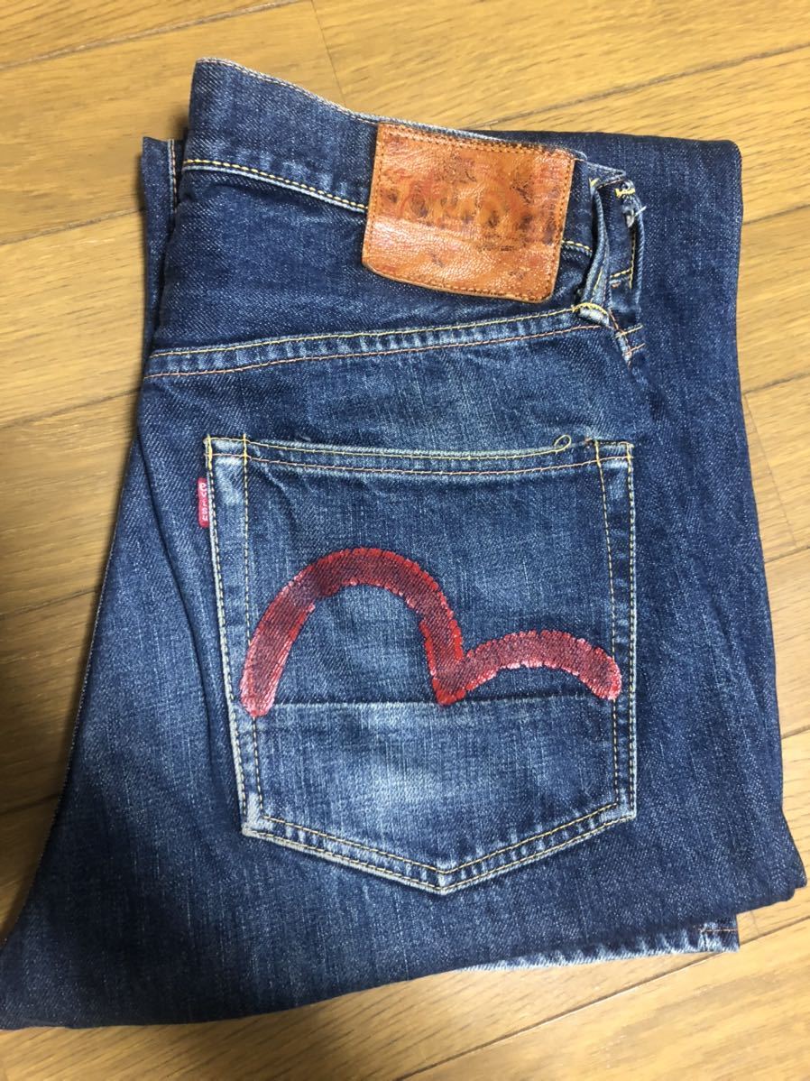 Yahoo!オークション - 希少 スモールe evisu 2001 no2 虎耳 小文字e 赤...