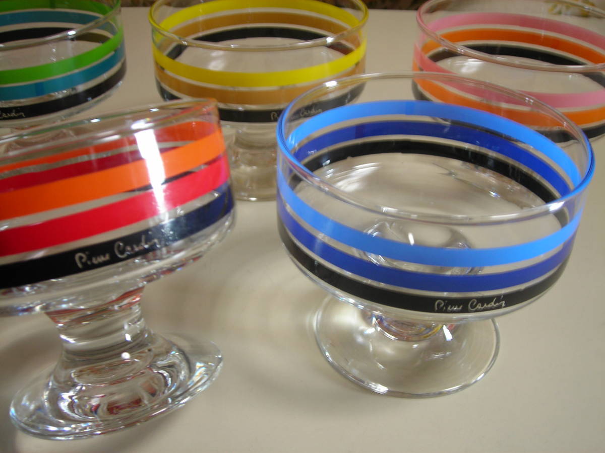 代購代標第一品牌－樂淘letao－R4 12★レトロ ピエールカルダン 脚付きグラスデザートカップ5客セット パフェグラス