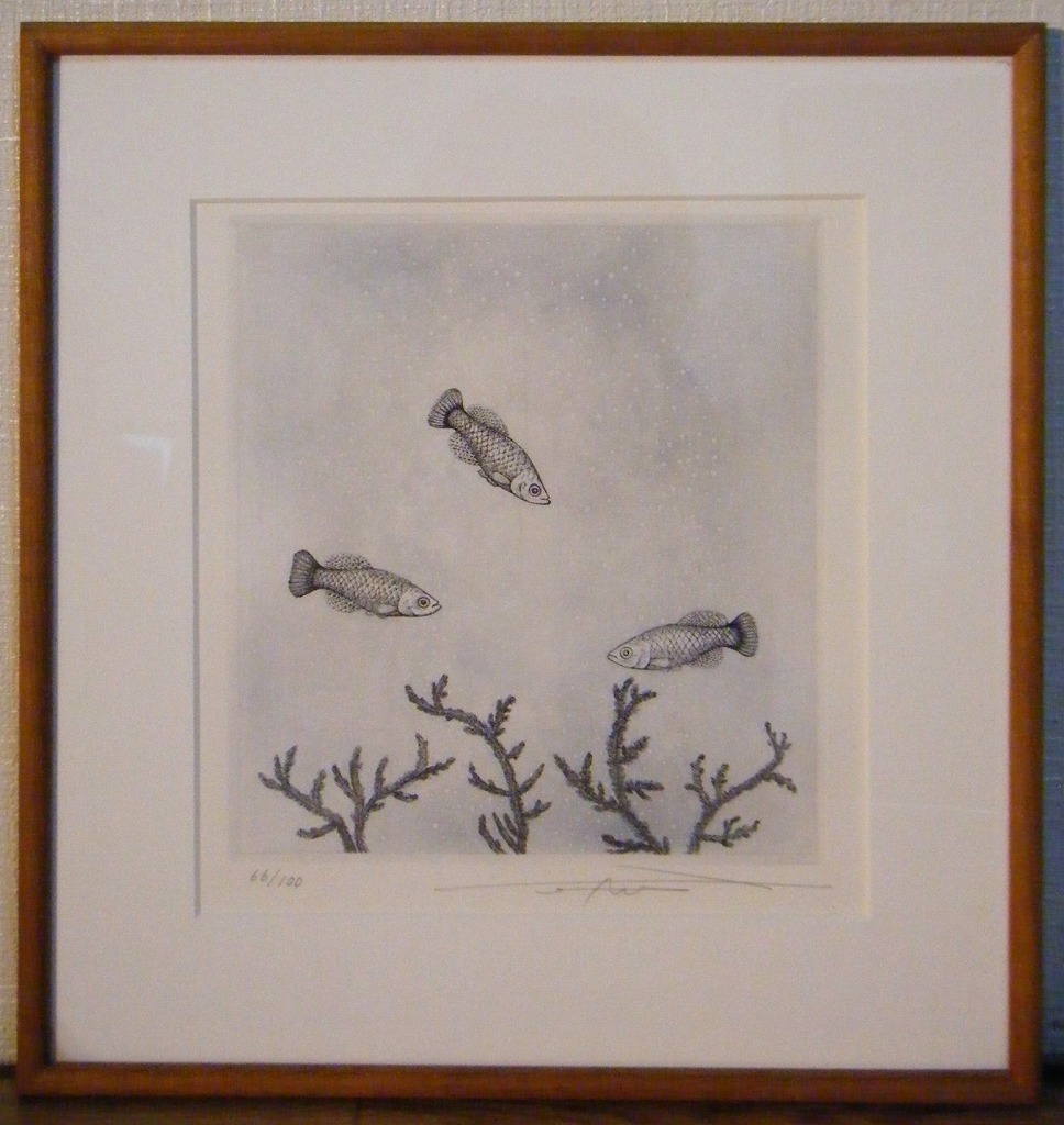 Yahoo!オークション - 版画 渡辺達正 銅版画 魚 J76