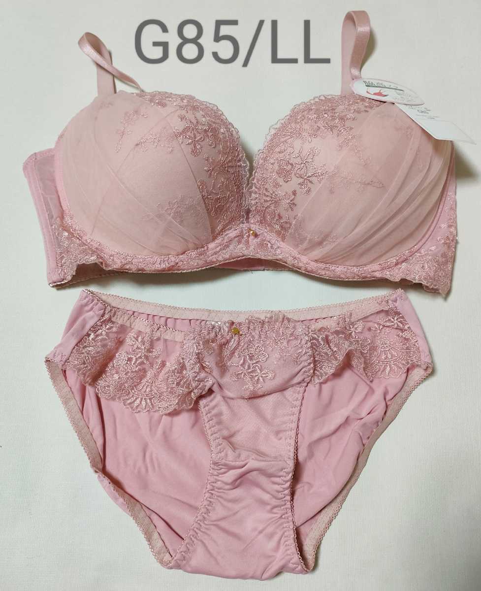 Yahoo!オークション - 【G85/LL】ブラジャーショーツセット フラワー刺...