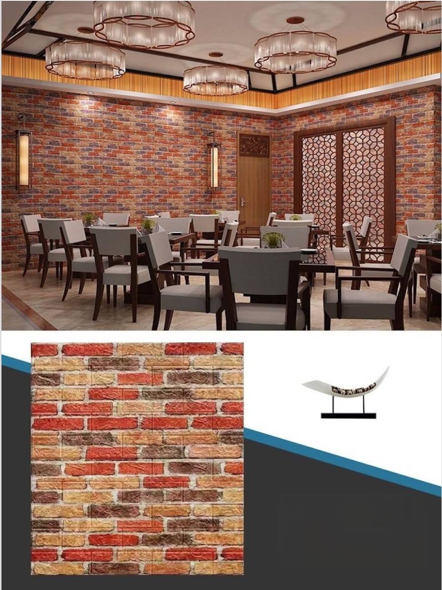 代購代標第一品牌－樂淘letao－30枚 70㎝x77㎝ DIY立体壁紙 レンガ シートウォールステッカー 3D 壁紙 自己粘着 防水 レンガシール シール 断熱 軽量 防音