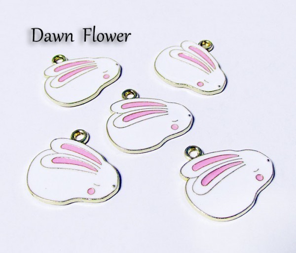 Yahoo!オークション - 【D-0250】5pcs ウサギ 25×22mm ホワイト チャ...