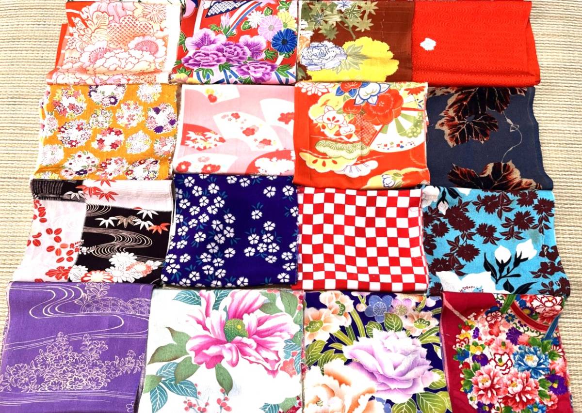 Yahoo!オークション - 【古布 縮緬】正絹 縮緬 錦紗平絹等 半巾x28種...