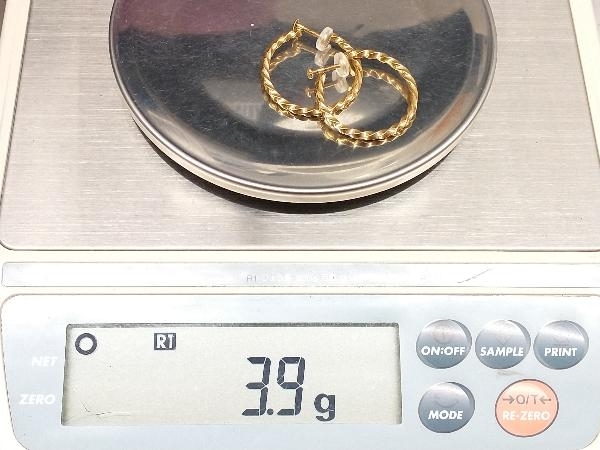 Yahoo!オークション - K18 イエローゴールド ツイストフープイヤリング...