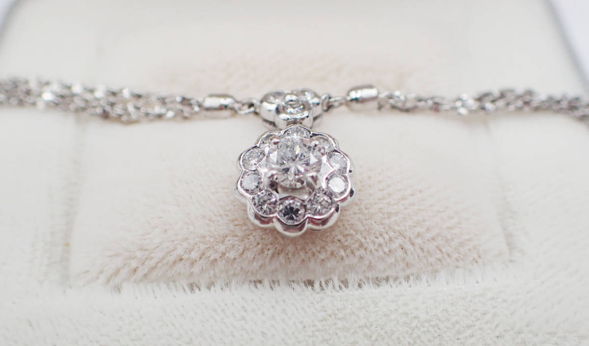 Yahoo!オークション - Pt850 プラチナ 天然ダイヤ0.31ct ダイヤ0.47ct ...