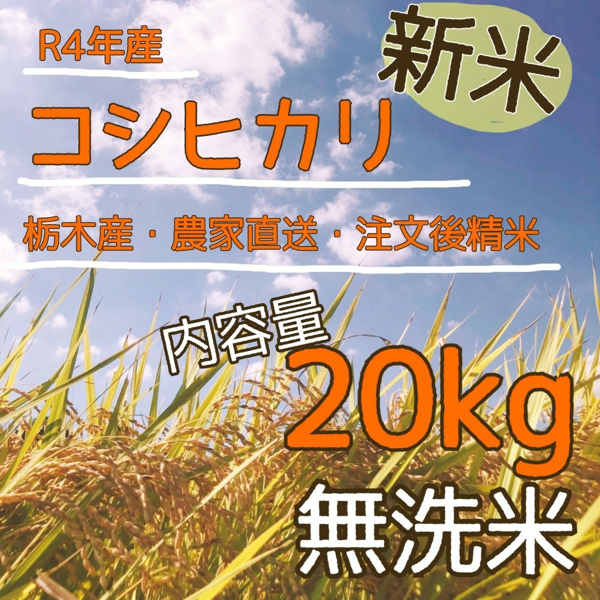 『コシヒカリ』栃木産 20kg(5kg×4) 無洗米｜PayPayフリマ