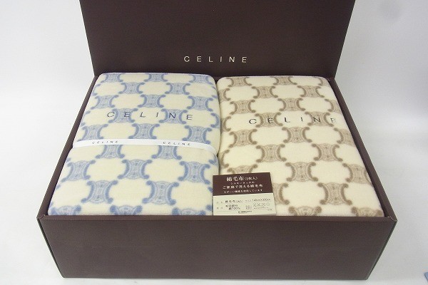 Yahoo!オークション - N138-J16-333 未使用 CELINE セリーヌ 綿毛布 14...