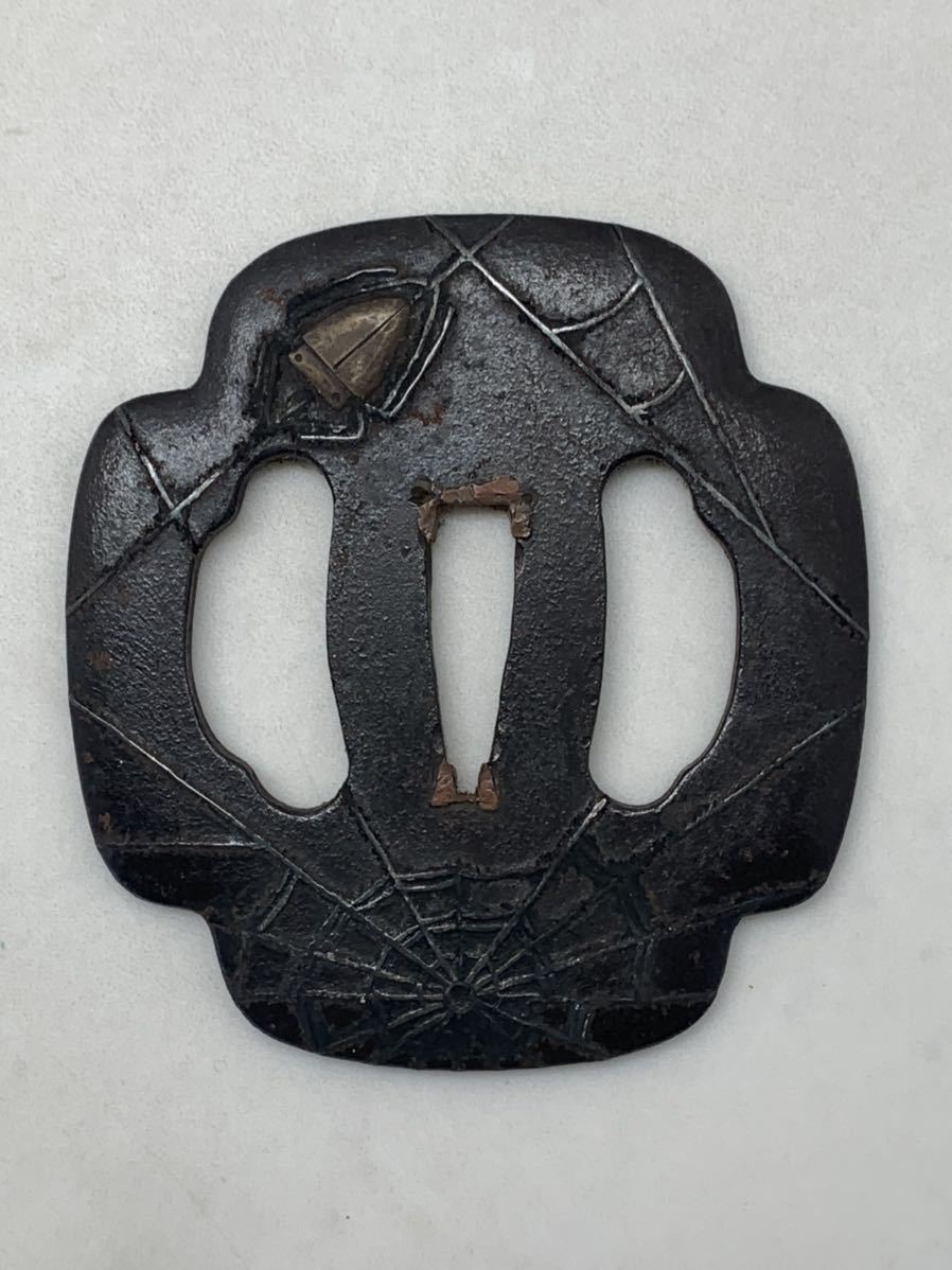 Yahoo!オークション - 鍔 蜘蛛 クモ 蜘蛛の巣 象嵌 総重量約133g 刀装...