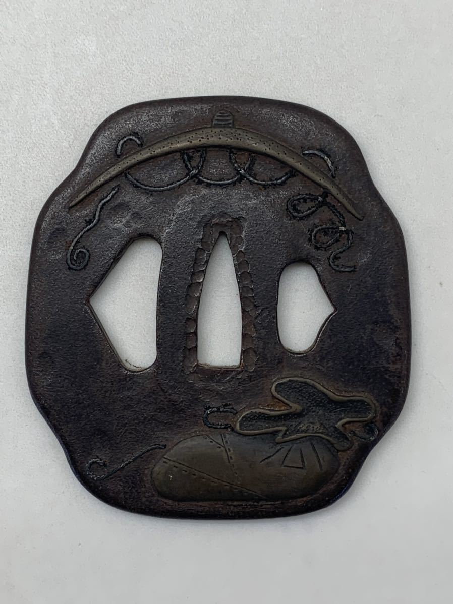 Yahoo!オークション - 鍔 銘あり 小槌 象嵌 宝づくし 総重量約156g 刀...