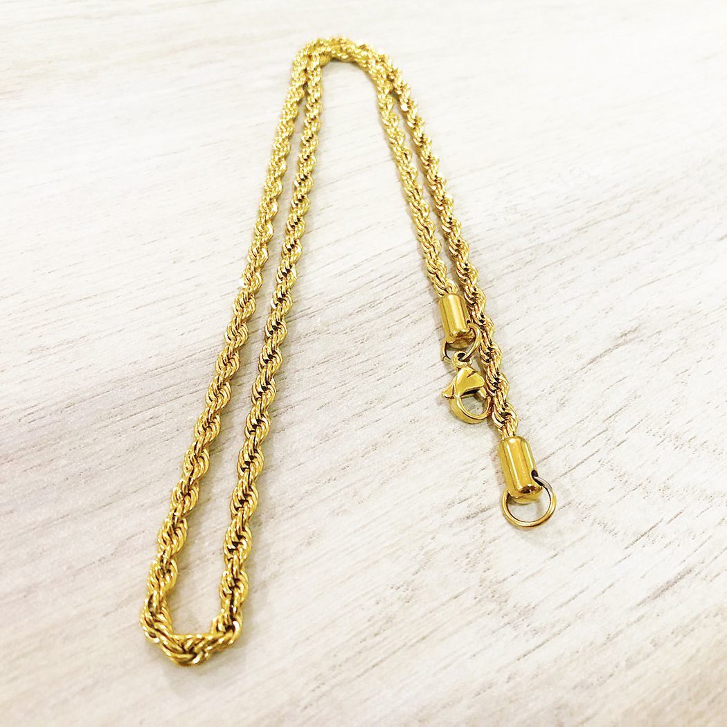 Yahoo!オークション - 639 【4mm/55cm】18K純金コーティング ステンレ...