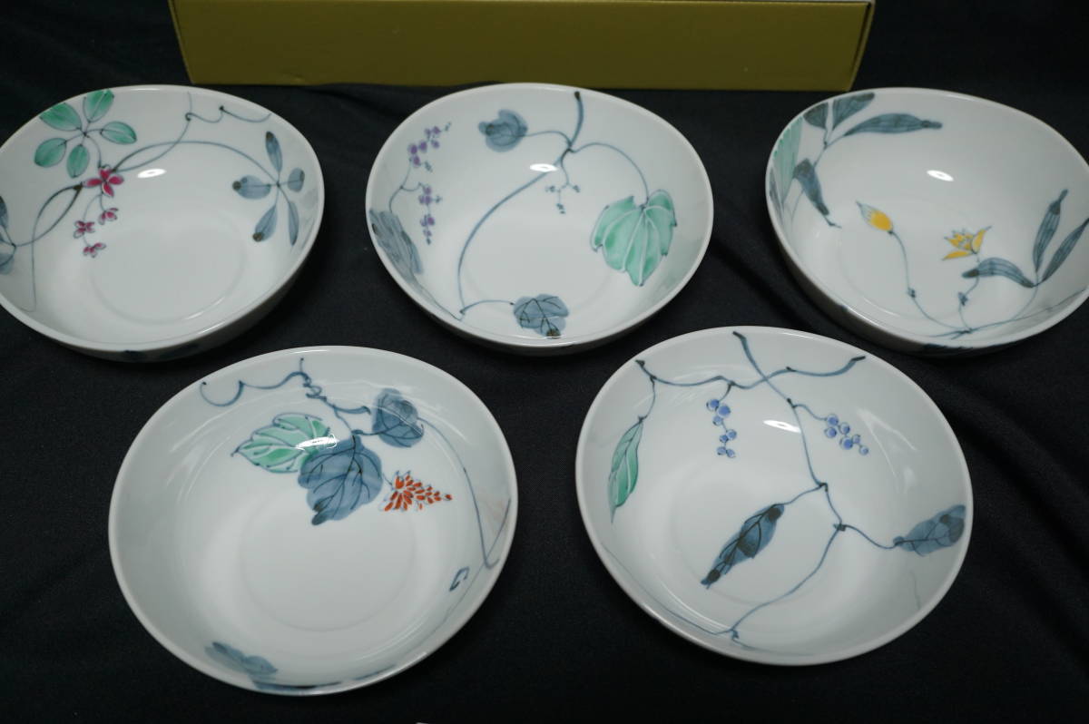 Yahoo!オークション - 【BH4】 たち吉 はなぞめ 絵替わり 小鉢5客セッ...