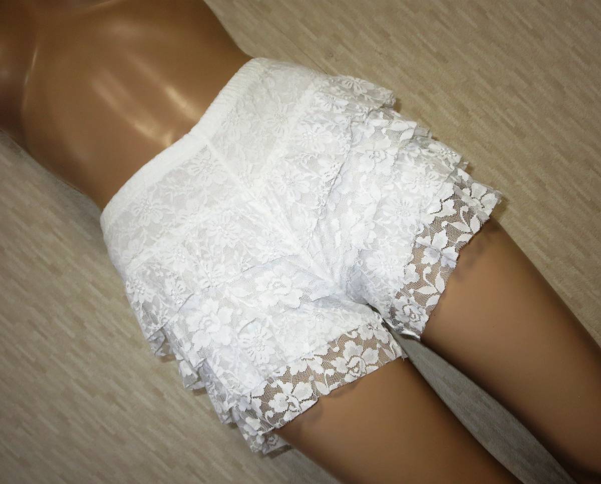 Yahoo!オークション - №8876-j M～L フリル 花刺繍レース付き フレ...