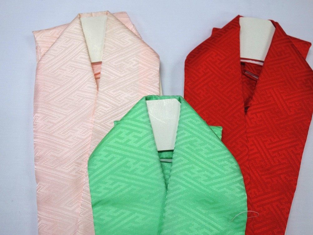 Yahoo!オークション - 50113-12 中古美品 重ね衿 赤・ピンク・グリーン...