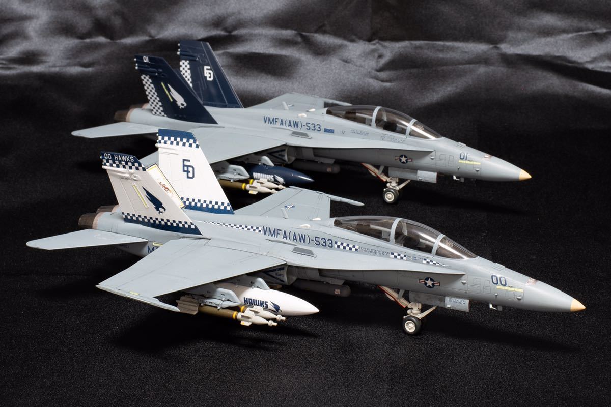 Yahoo!オークション - 1/72 F/A-18D VMFA(AW)-533 HAWKS プラモデル 完...