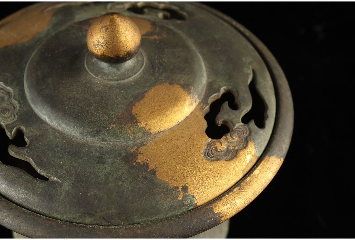 Yahoo!オークション - [URA]四世 秦蔵六 造/塗金銅瑞雲香炉/約537g/共...