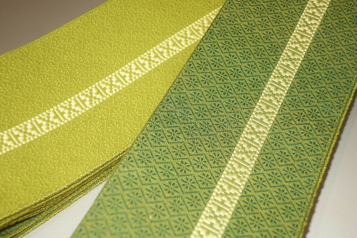 Yahoo!オークション - 壱火0447 綿交ぜ織り桐生織К鶯抹茶色と萌黄色濃...