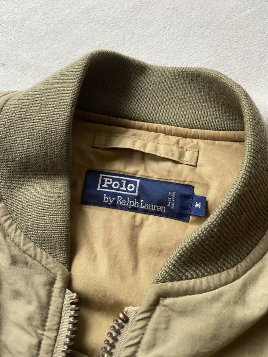 Yahoo!オークション - 90s Polo Ralph Lauren MA-1 / M コットン ナイ...