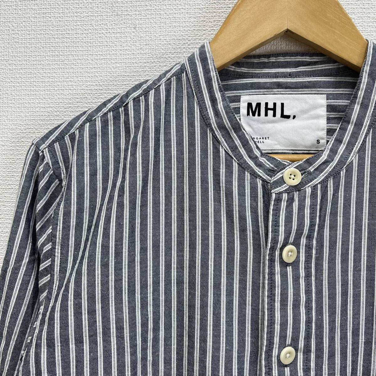 MHL エムエイチエル 596-6250512 バンドカラーシャツ ストライプ MHL エムエイチエル 596-6250512 バンドカラーシャツ ストライプ