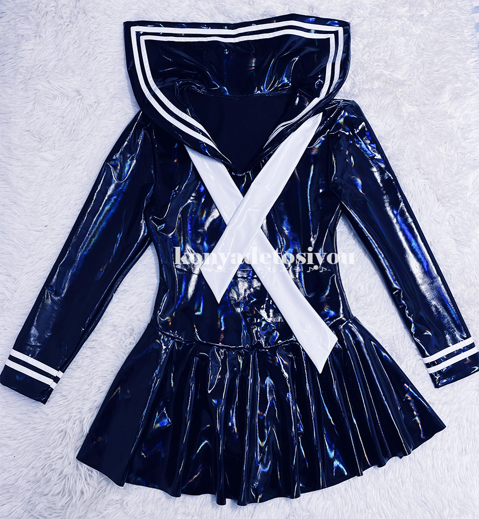 国内発送 Q16黒EXL 超光沢PVCラバー製 可愛いセーラー風ワンピース コスプレ JK 学生制服 仮装 キャバ嬢 変装 イベント コスチューム(学生服)｜売買されたオークション情報 ...