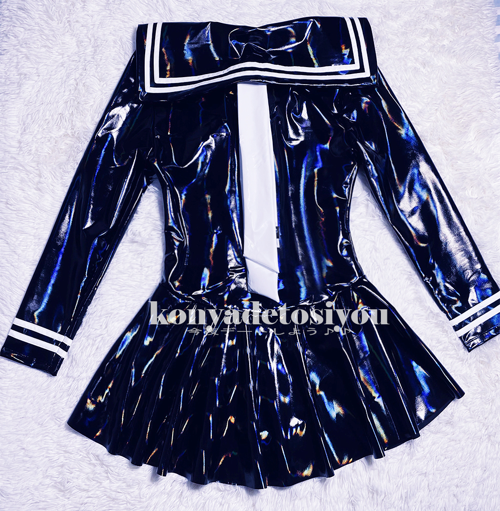 国内発送 Q16黒EXL 超光沢PVCラバー製 可愛いセーラー風ワンピース コスプレ JK 学生制服 仮装 キャバ嬢 変装 イベント コスチューム(学生服)｜売買されたオークション情報 ...